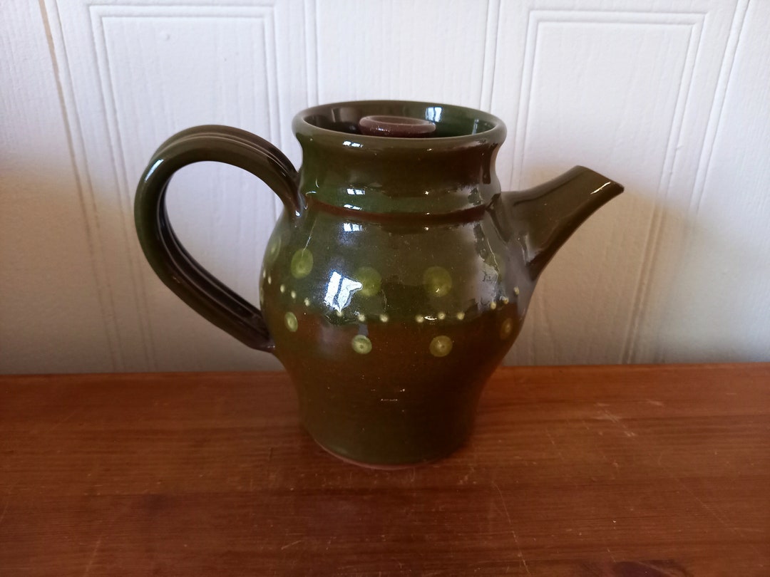Vintage Whimsical Dark Olive Green Studio Pottery Teapot - Etsy