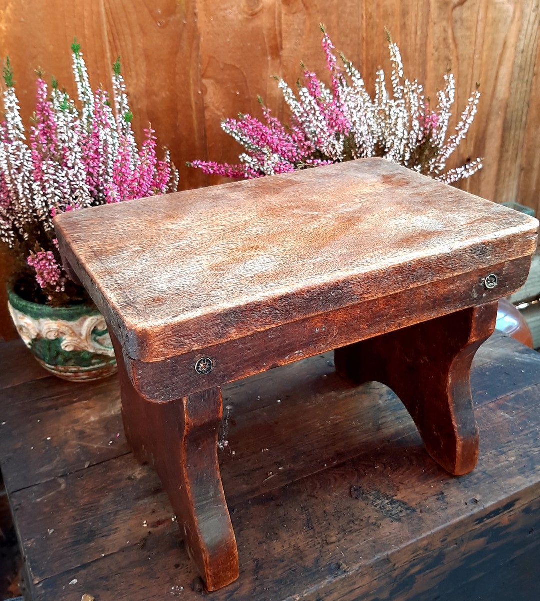 Vintage Rustic Arts and Crafts Wooden Foot Stool - Etsy