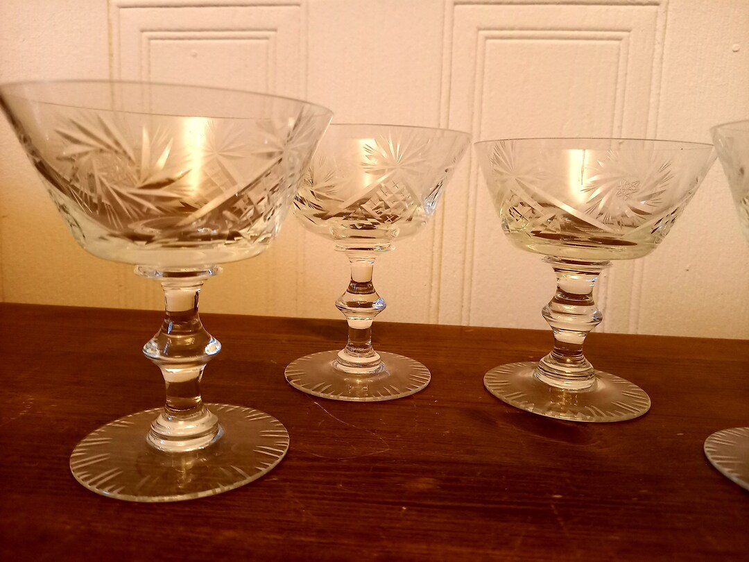Vintage Bohemia Crystal Cut Pinwheel and Pineapple Pattern Dessert ...