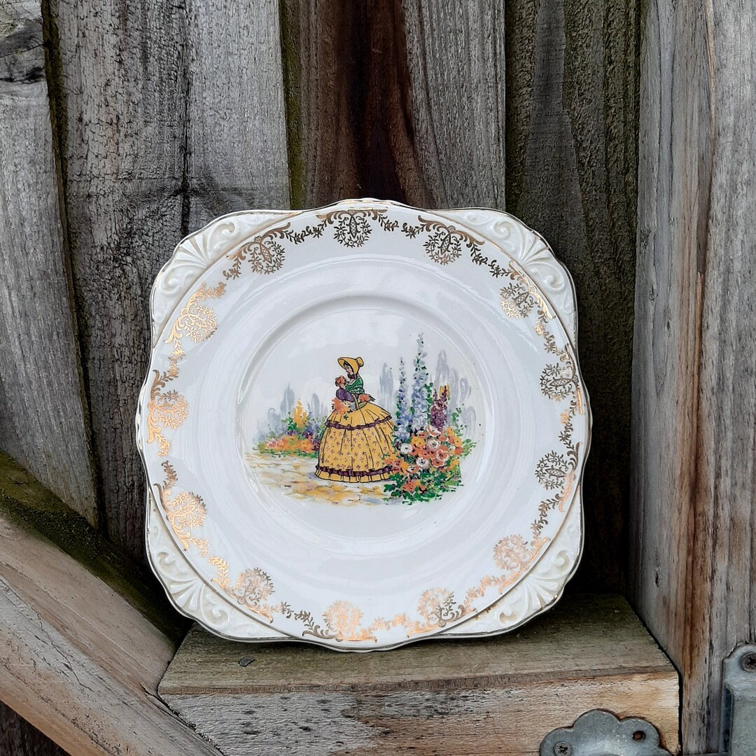 Vintage Sterling Bone China Crinoline Lady Sandwich Cake Plate - Etsy