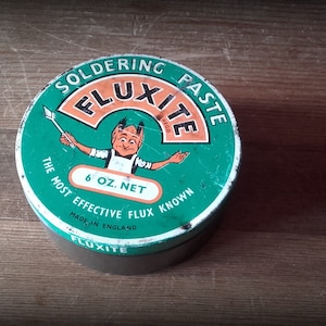 Vintage Rustic Metal Fluxite Soldering Paste Flux Tin Made in England ...