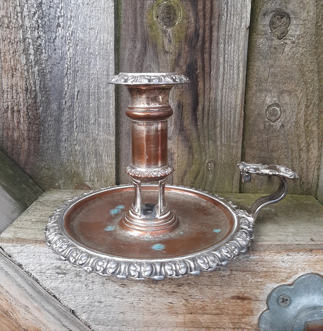 Victorian Silver Plated Copper Hand Held Candlestick Holder - Etsy