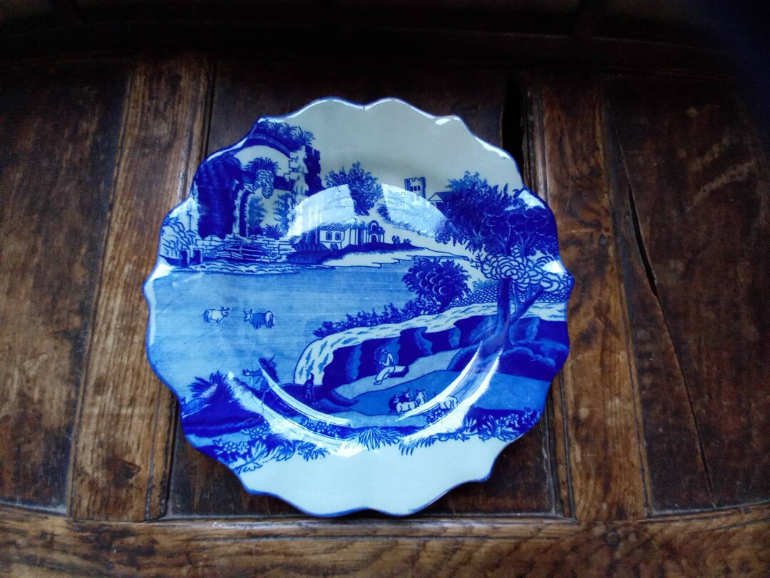 Vintage Large Victoria Ware Blue Flow Ironstone Plate - Etsy