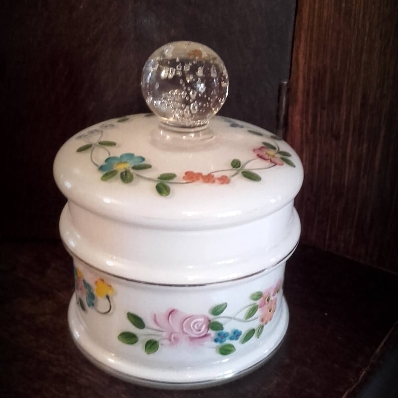 Milk Glass Painted Box - Etsy UK