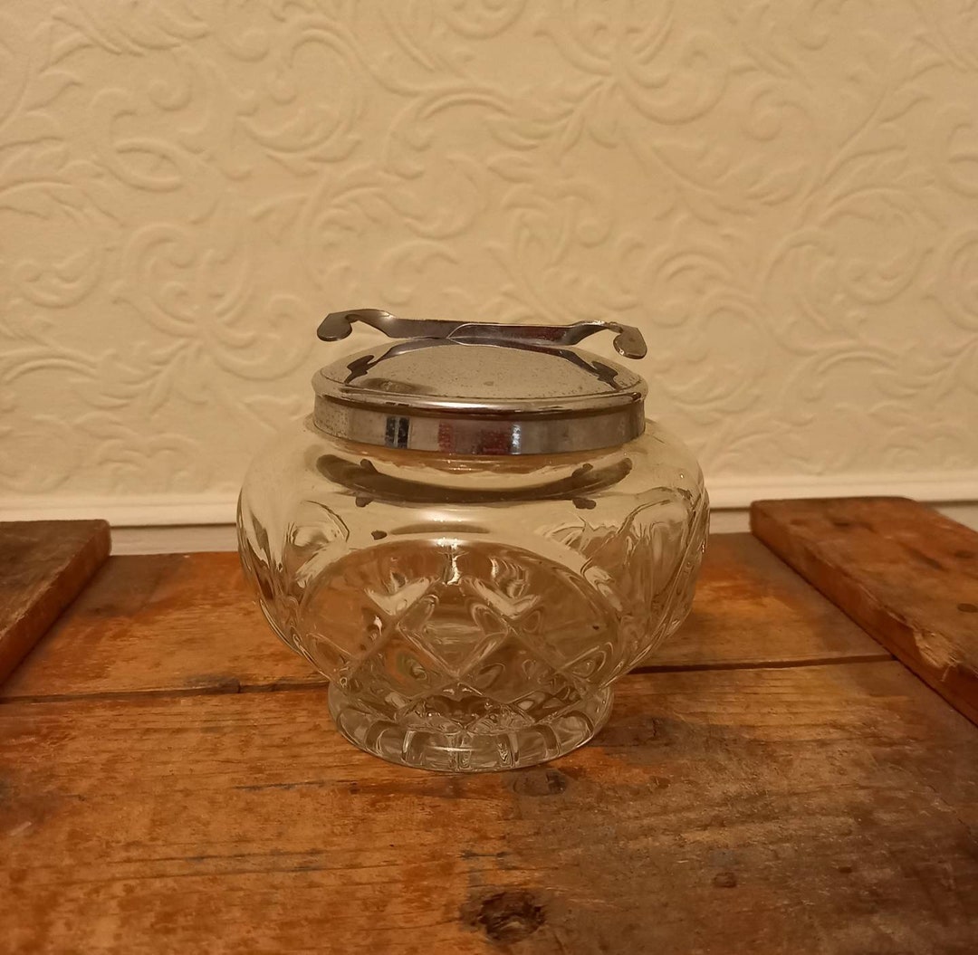 Antique English Silver Plated Cut-glass Sugar Cube Bowl Has Articulated ...