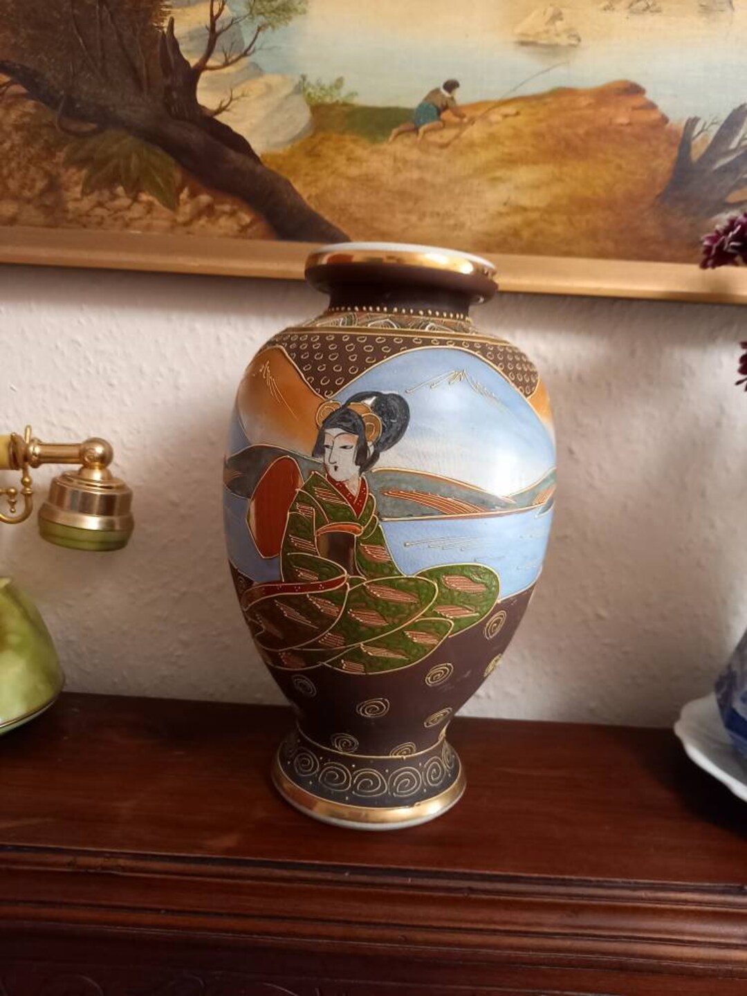 Large Antique Satsuma Moriage Geisha Vase - Etsy