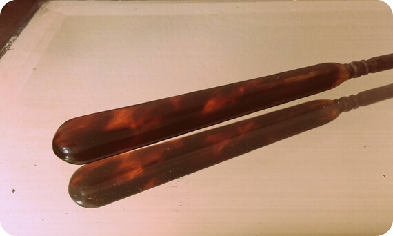 Antique Faux Tortoise Shell Button Hook Corset Hook M… - Gem