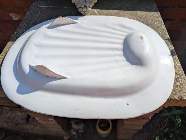 Antique Rustic Victorian Blue and White Willow Extra Large Meat Platter ...