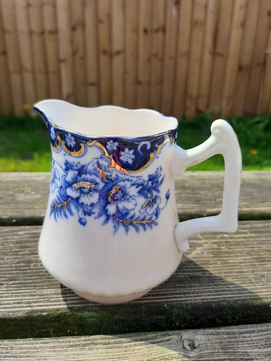 Vintage JMC and Co Wellington China Blue Flow Cream Milk Jug Poppy ...
