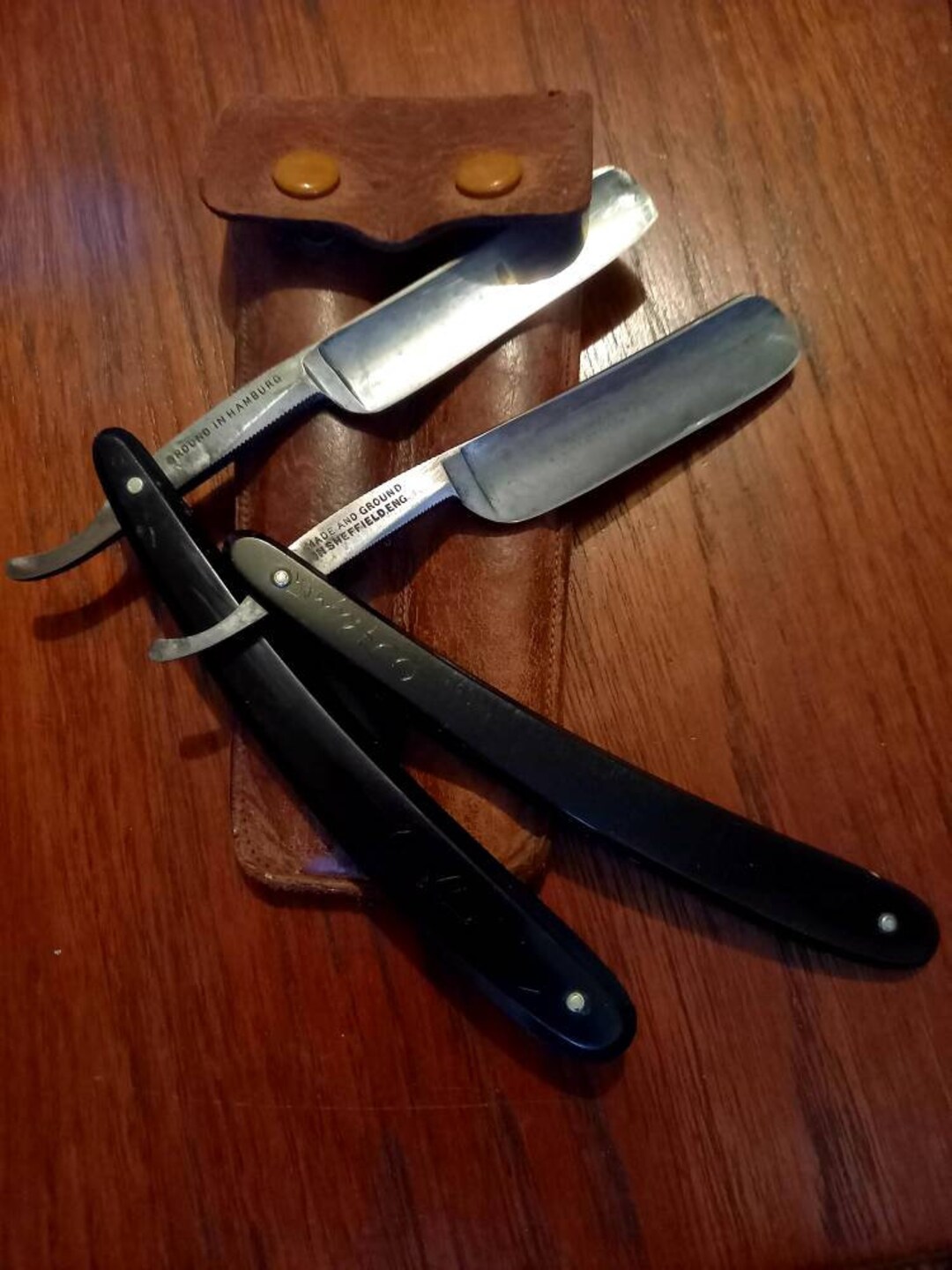 2 Antique Kropp Cutthroat Straight Razors in Leather Pouch - Etsy