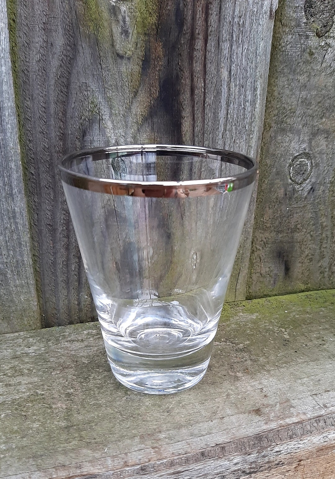 Vintage Mid Century Gimlet Glass With Silver Ombre Rim - Etsy