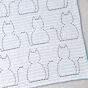 Filet Crochet Cat Blanket Pattern, Crochet Cat Blanket Pattern, Filet ...