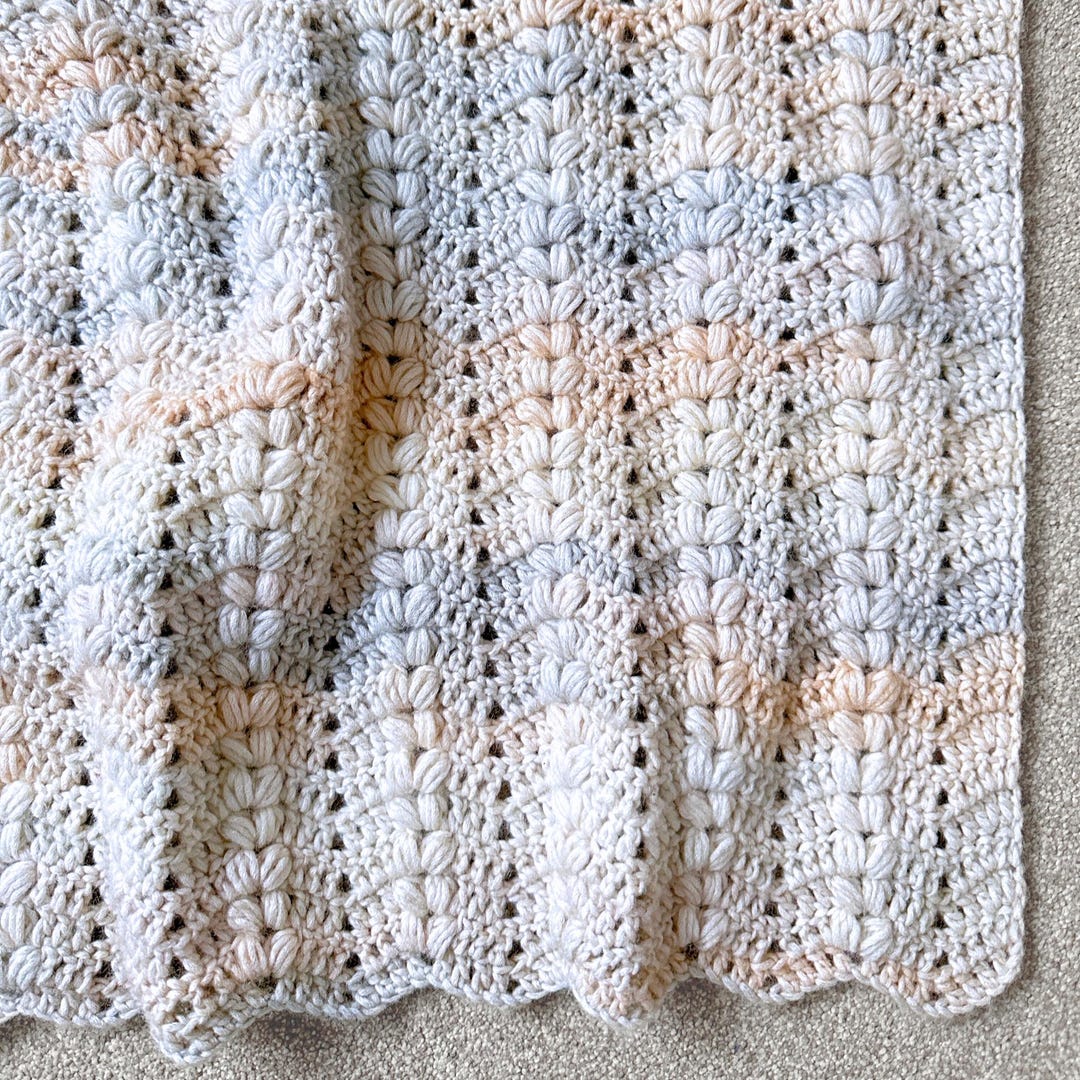 Puff Ripple Baby Blanket, Crochet Ripple Baby Blanket Pattern, Crochet ...
