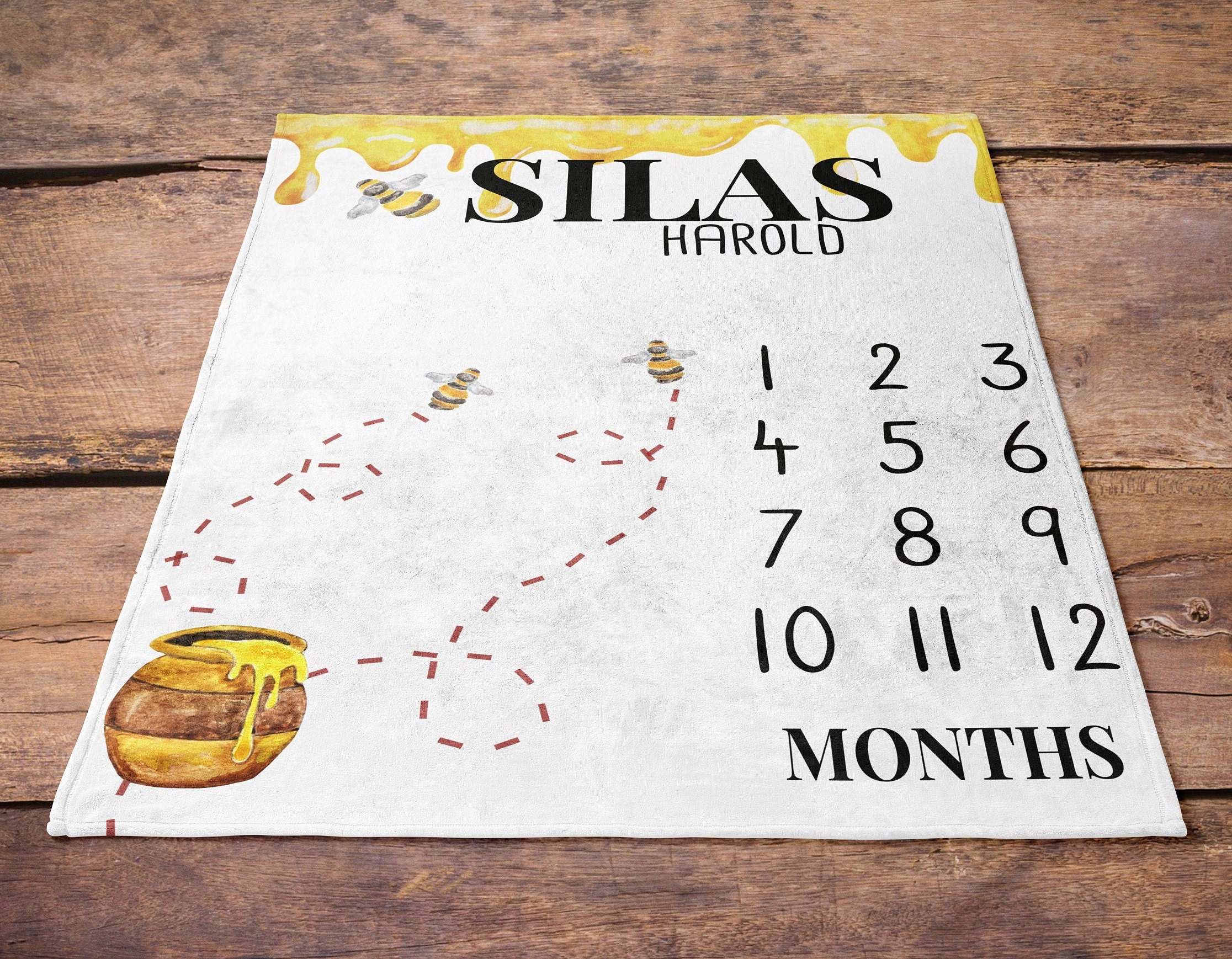 Honey Bee Milestone / Honey Bee Nursery / Baby Boy Milestone Blanket ...