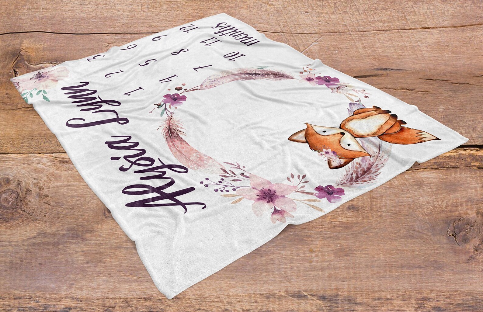 Fox Girl Baby Blanket / Woodland Nursery / Baby Girl Milestone - Etsy