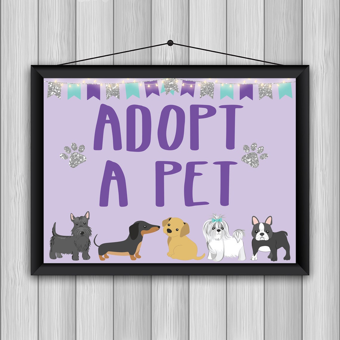 Adopt A Pet Printable Sign Dog Paw-ty Birthday Party Puppy - Etsy