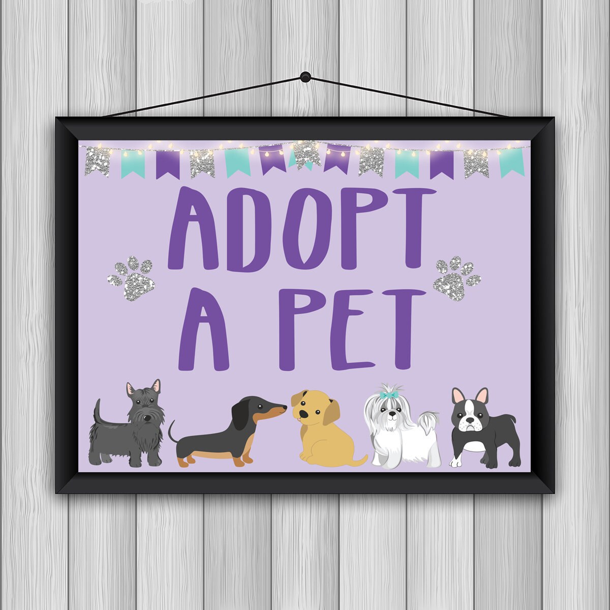 Adopt A Pet Printable Sign Dog Paw-ty Birthday Party Puppy - Etsy