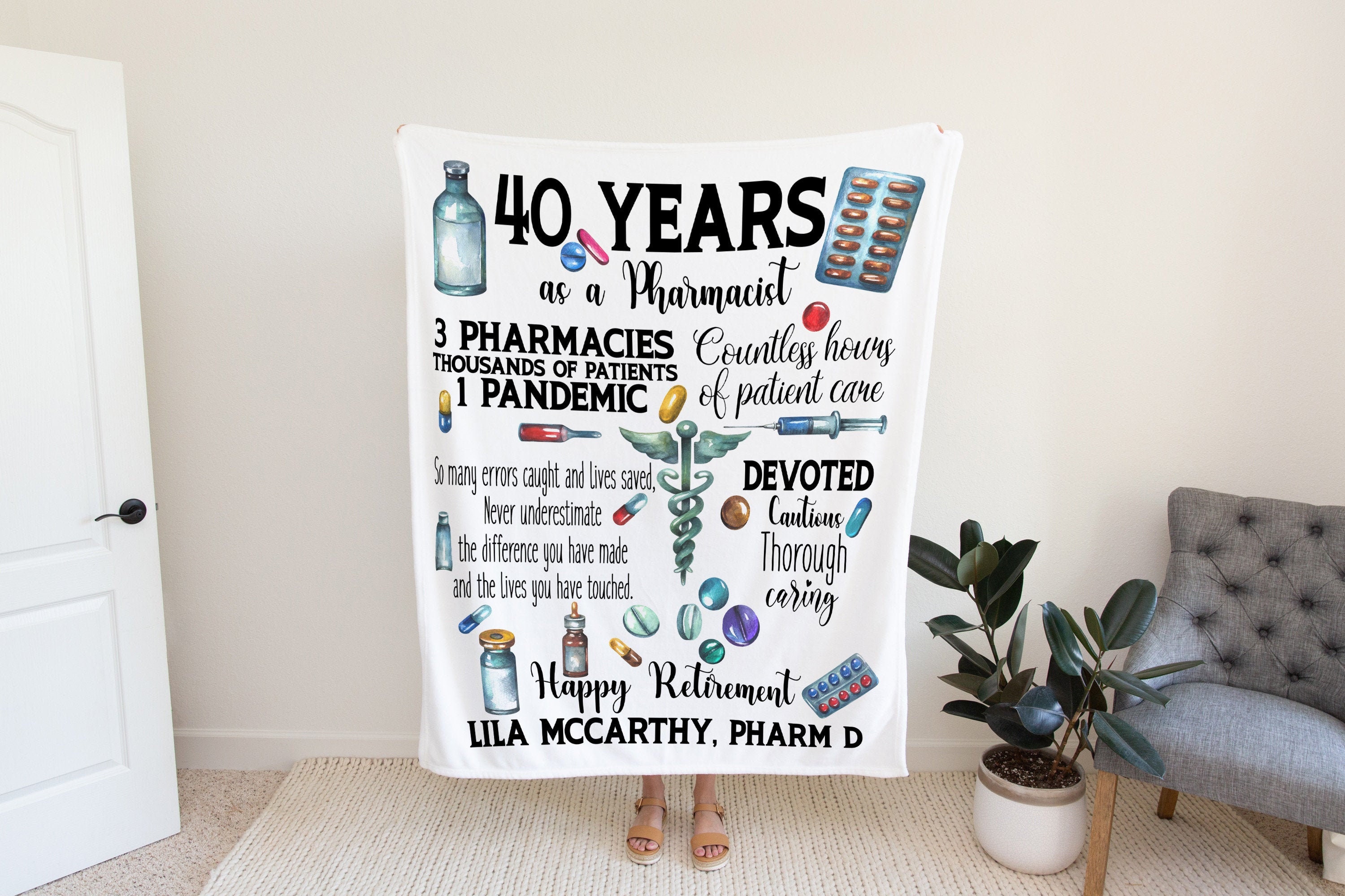 Pharmacist Retirement Gift Personalized Blanket / Pharm D Gift - Etsy