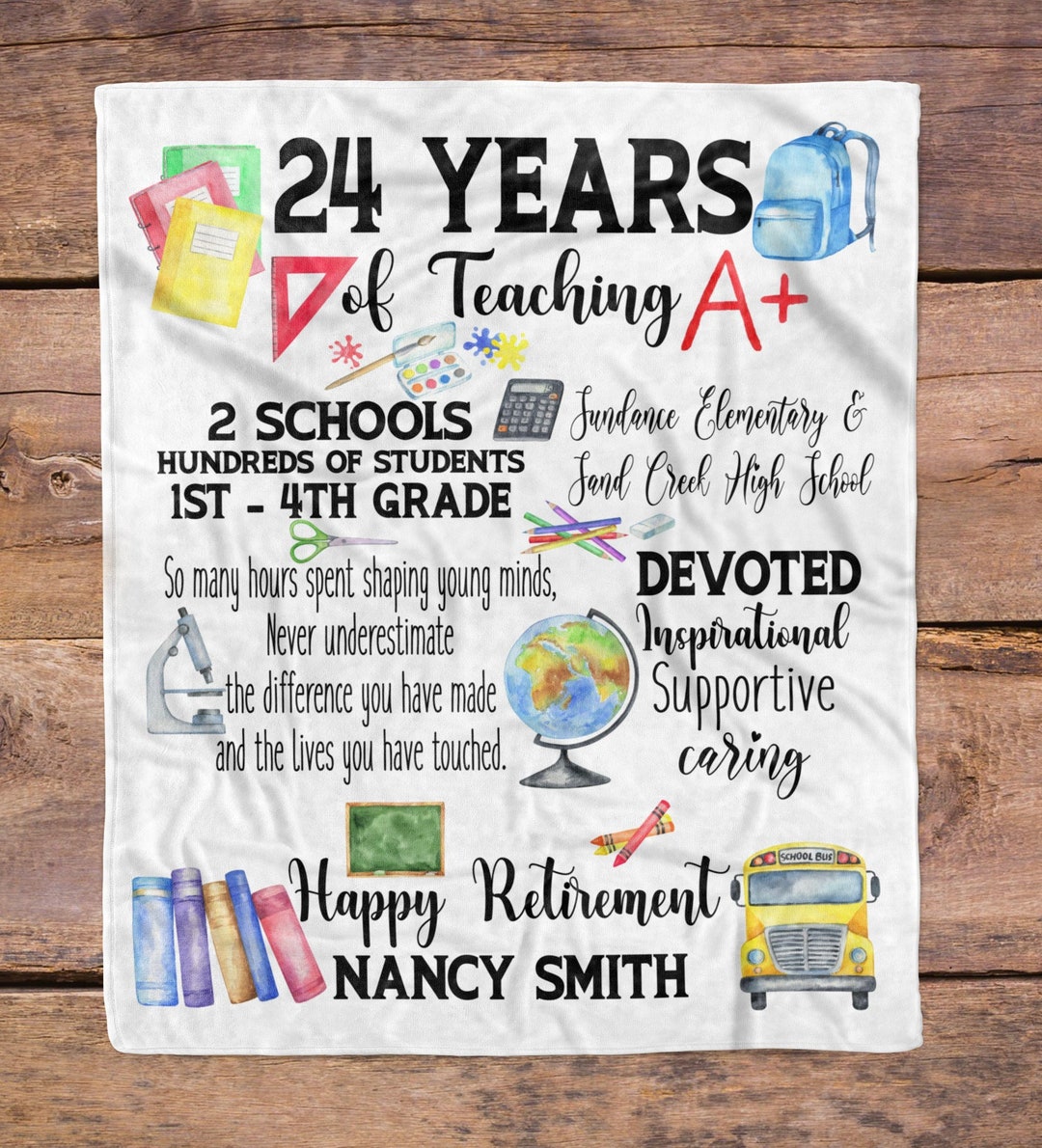 Teacher Retirement Gift Personalized Blanket / Teacher Gift ...