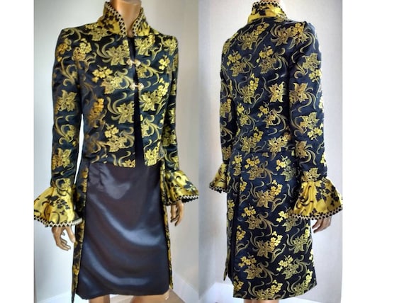 Pirate Regency Dandy Gold and Black Brocade Jacket XS | Etsy