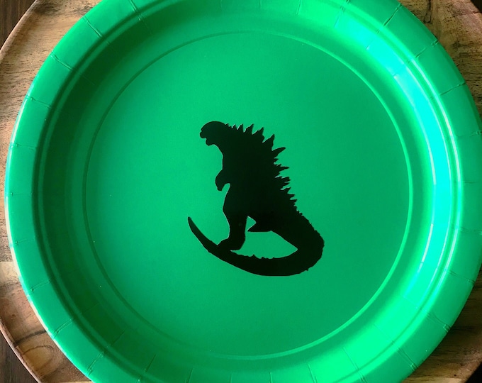 Godzilla Green Paper Plates| Godzilla Party| Godzilla Decorations| King ...