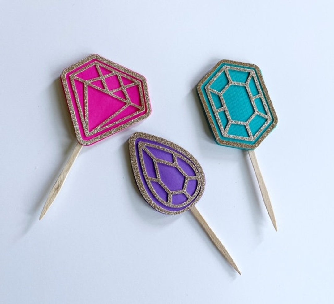 Gem Cupcake Toppers, Gemstone Birthday, Diva Party, Cupcake Gem Chica ...