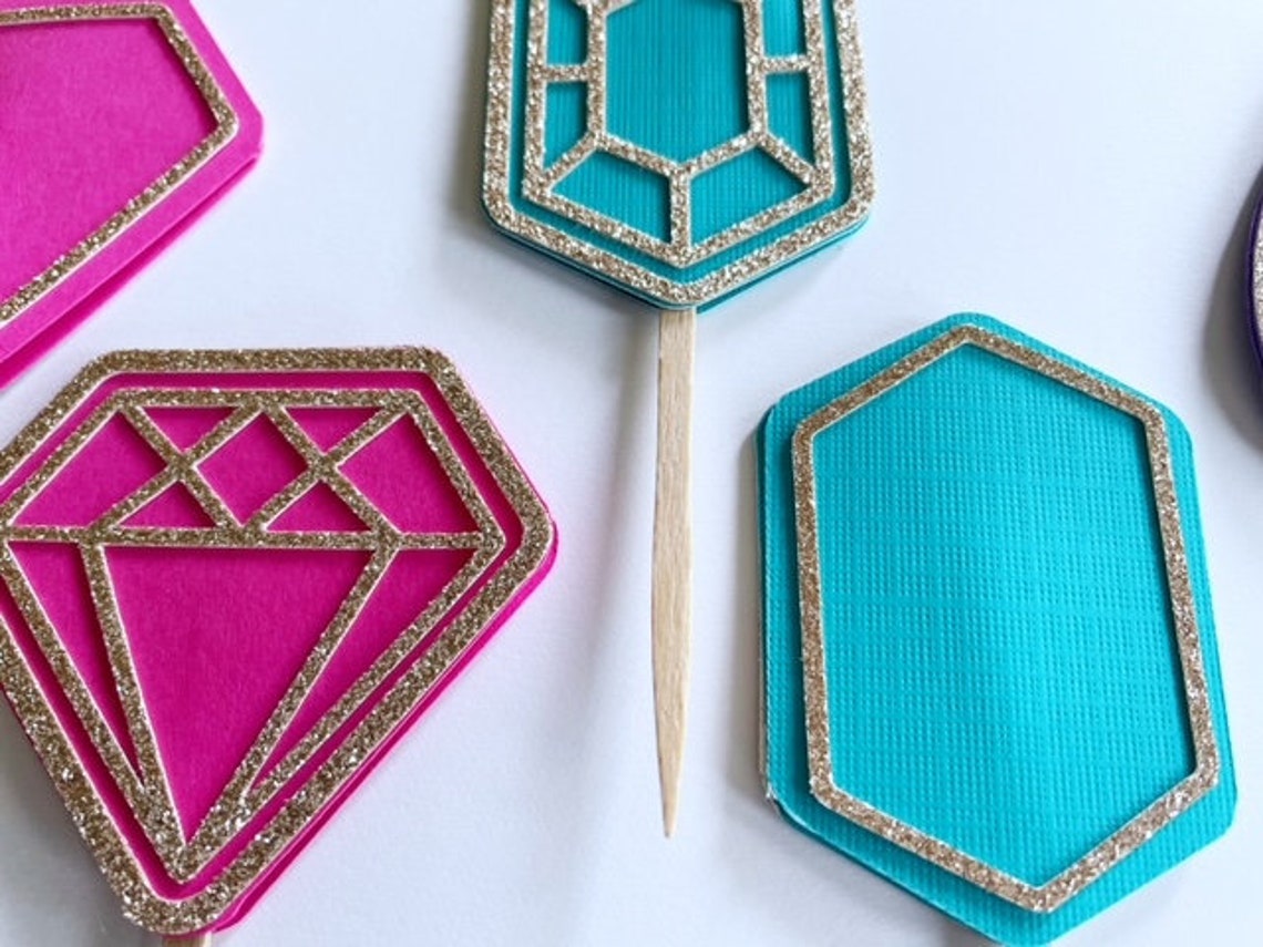 Gem Cupcake Toppers Gemstone Birthday She's A Gem - Etsy