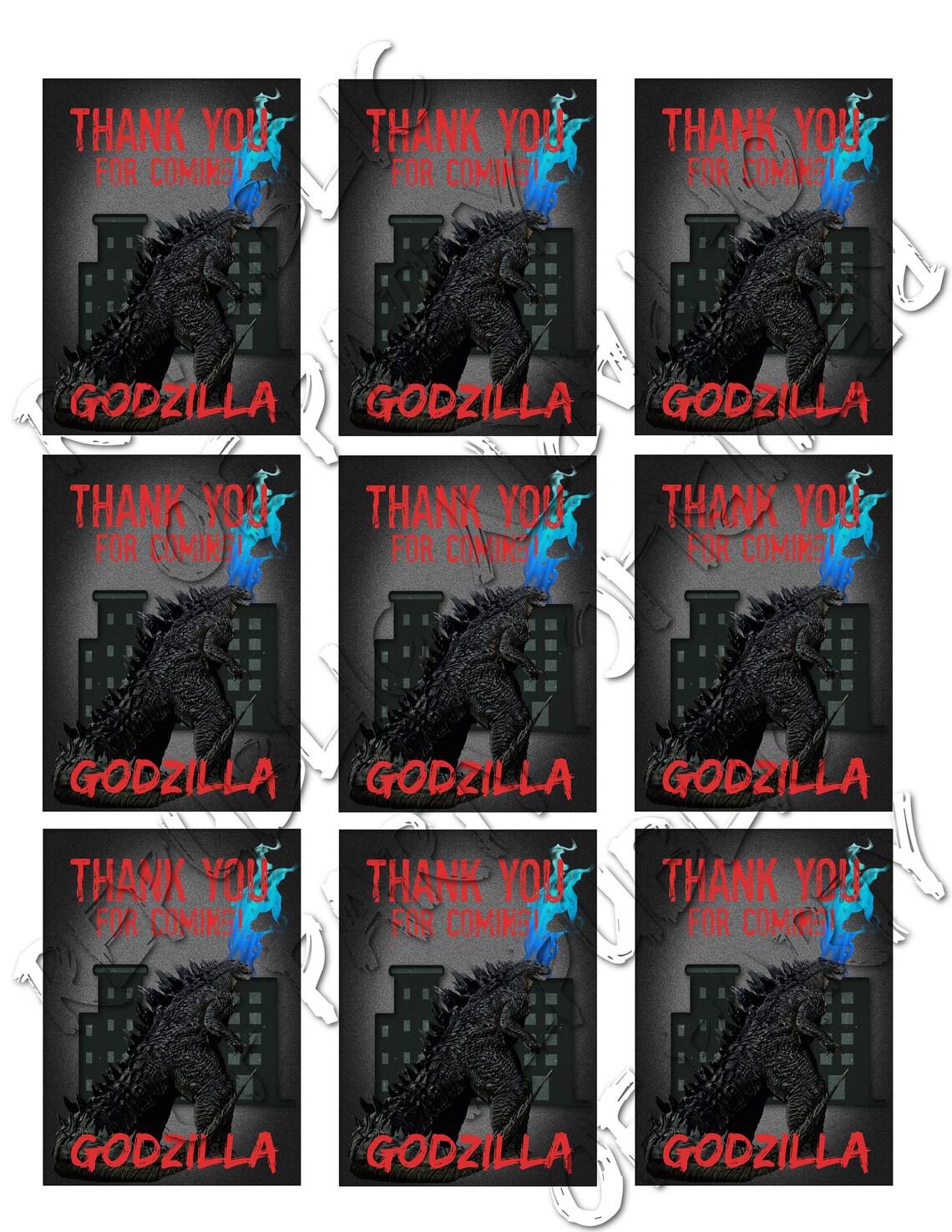 Printable Godzilla Thank You Tags Lollipop Candy Tag DIY - Etsy