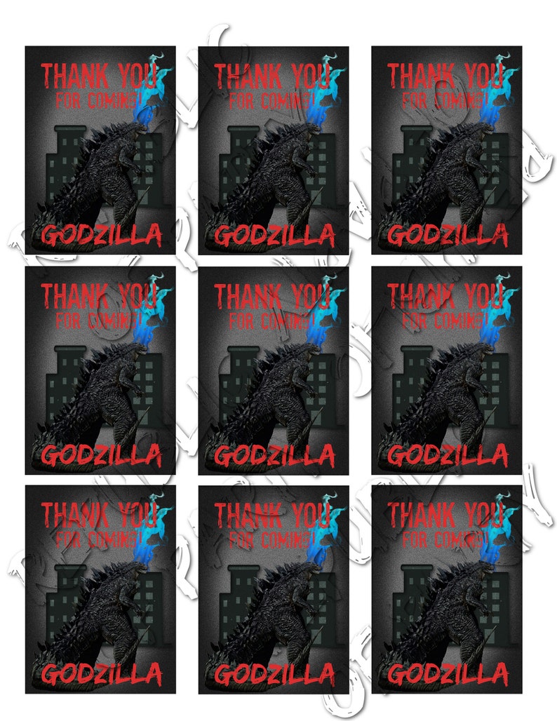 Printable Godzilla Thank You Tags Lollipop Candy Tag DIY - Etsy
