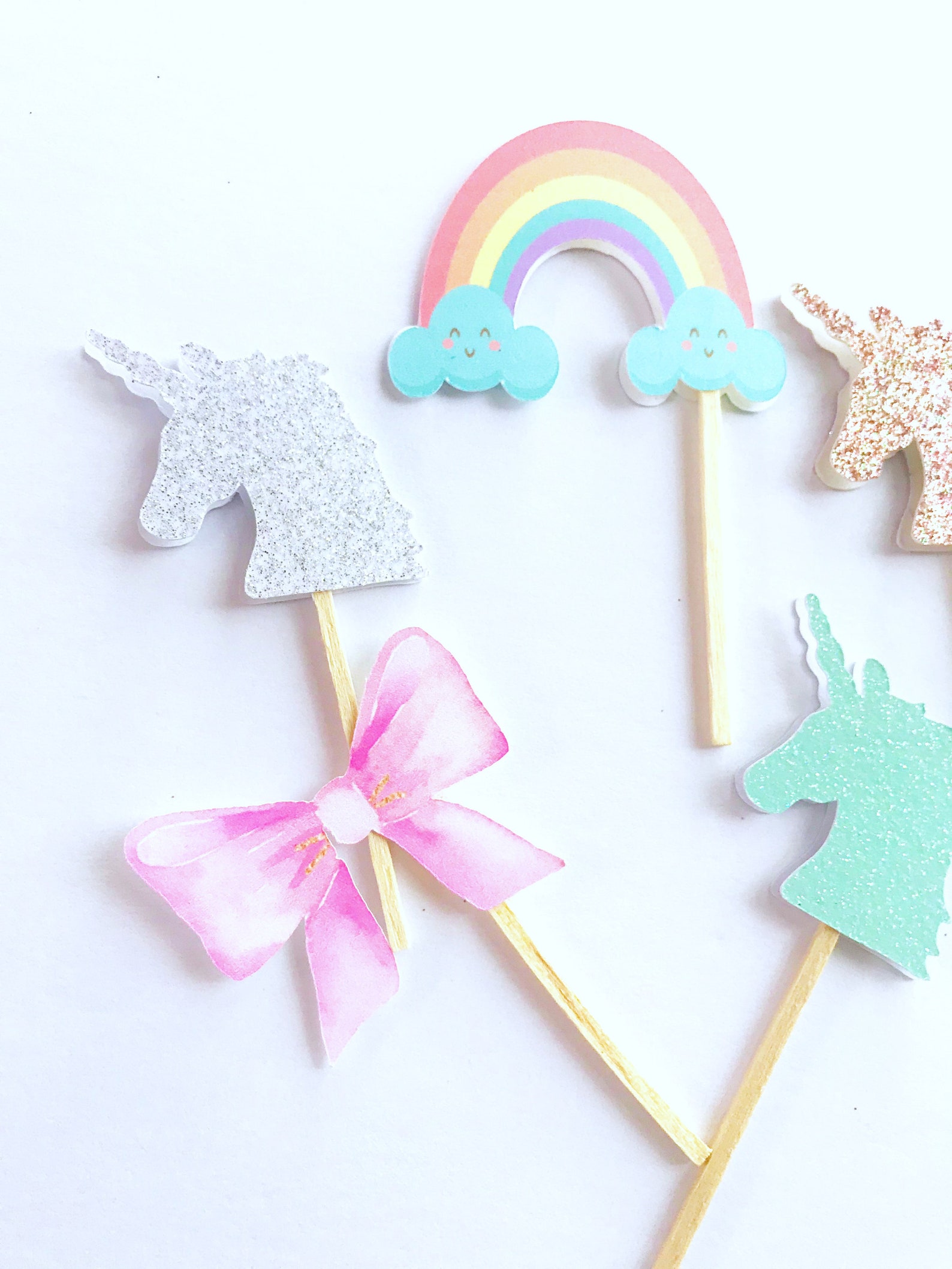 Unicorn Birthday Party Cupcake Toppers Unicorn Birthday Picks Rainbow ...