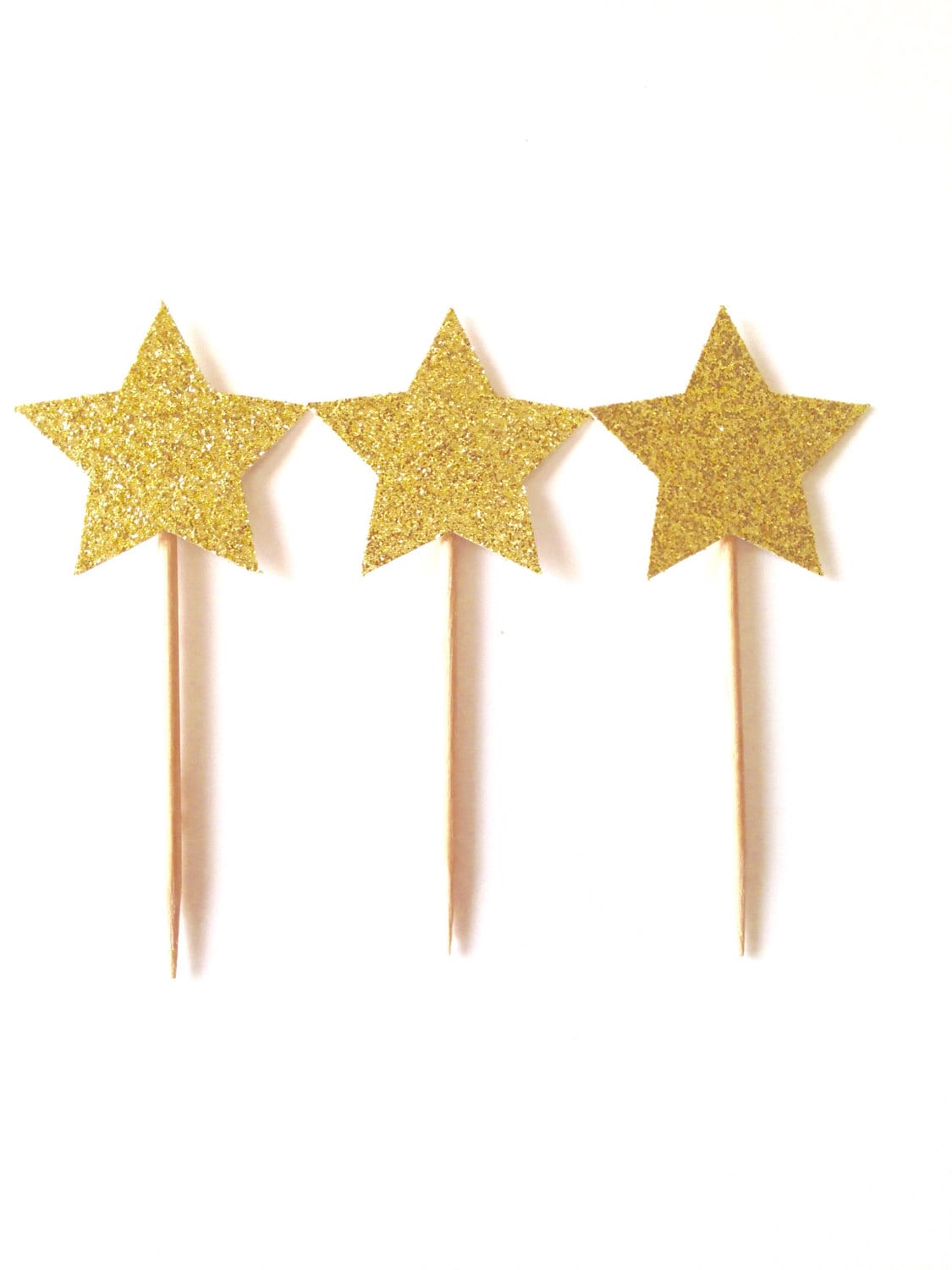 Gold Glitter Star Cupcake Picks/ Gold Star Cake Toppers/ Twinkle ...