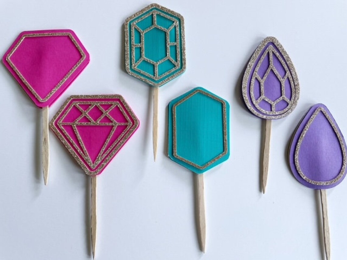 Gem Cupcake Toppers Gemstone Birthday She's A Gem - Etsy