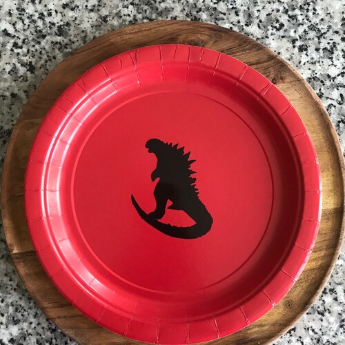 Godzilla Red Paper Plates Godzilla Party Godzilla - Etsy