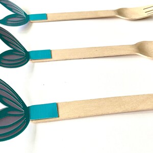 Mermaid Tail Wooden Forks, Mermaid Birthday Party, Under the Sea Party ...