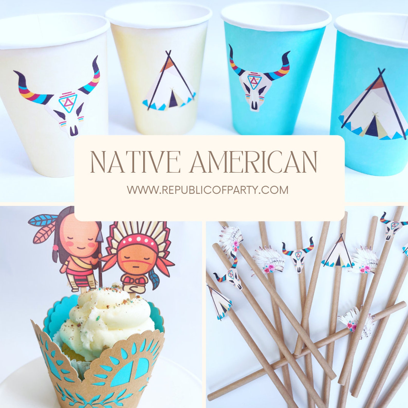 Native American Paper Cups Native Party Tribal Cups Boho | Etsy