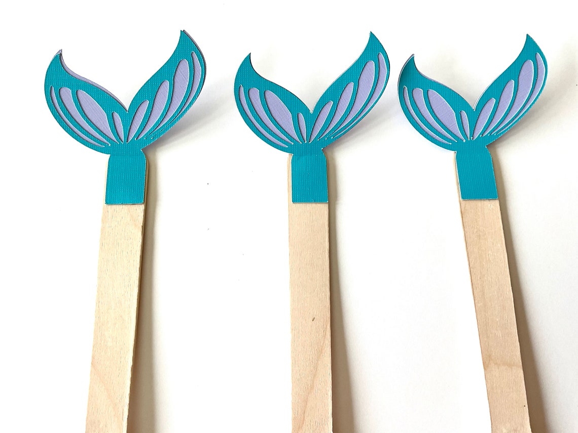 Mermaid Tail Wooden Forks Mermaid Birthday Party Under the - Etsy