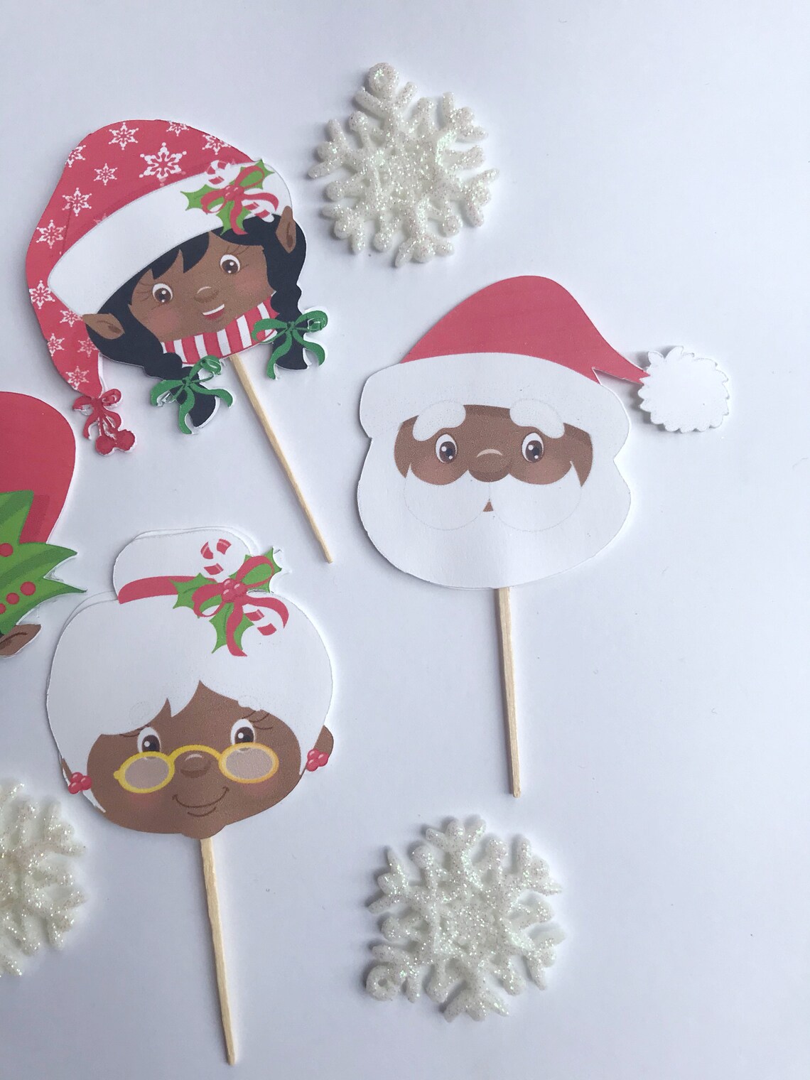 Santa and Elves Cupcake Picks for Christmas Parties, Christmas Toppers ...