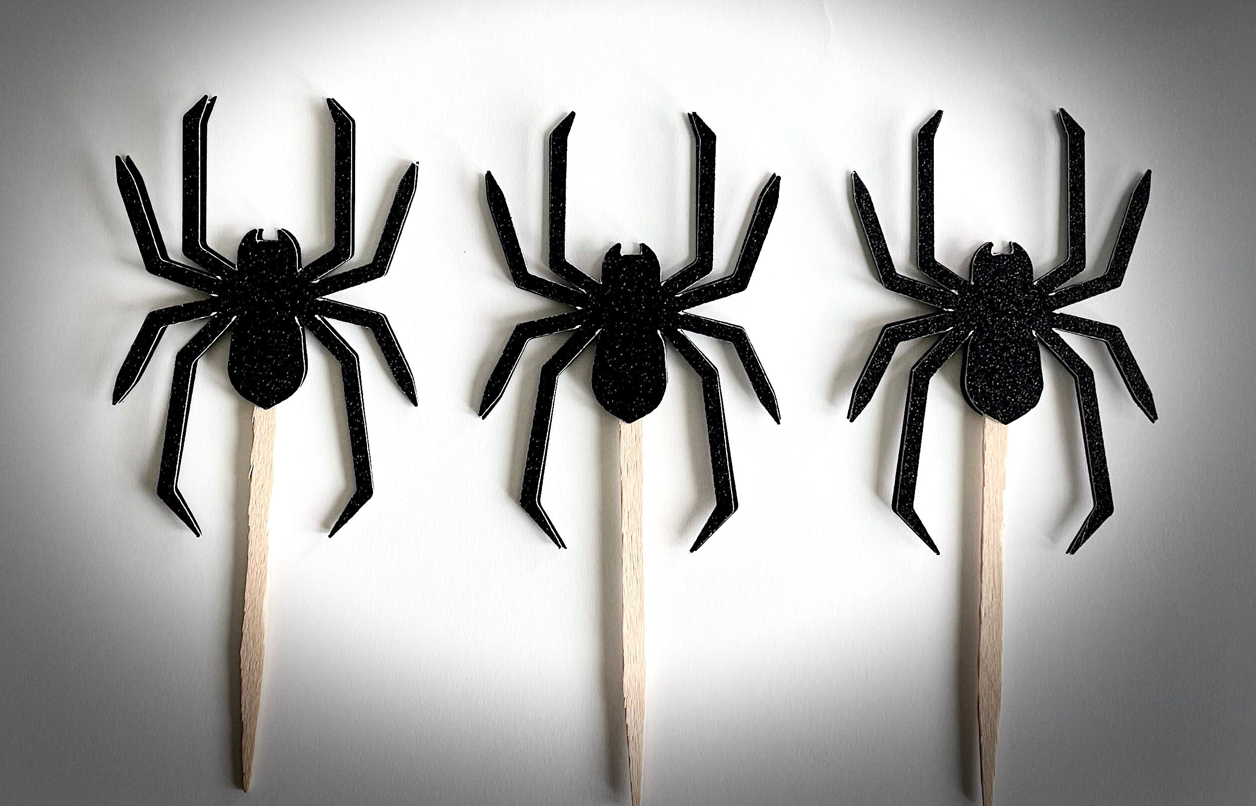 Black Glitter Spider Cupcake Topper Halloween Party Cupcakes - Etsy