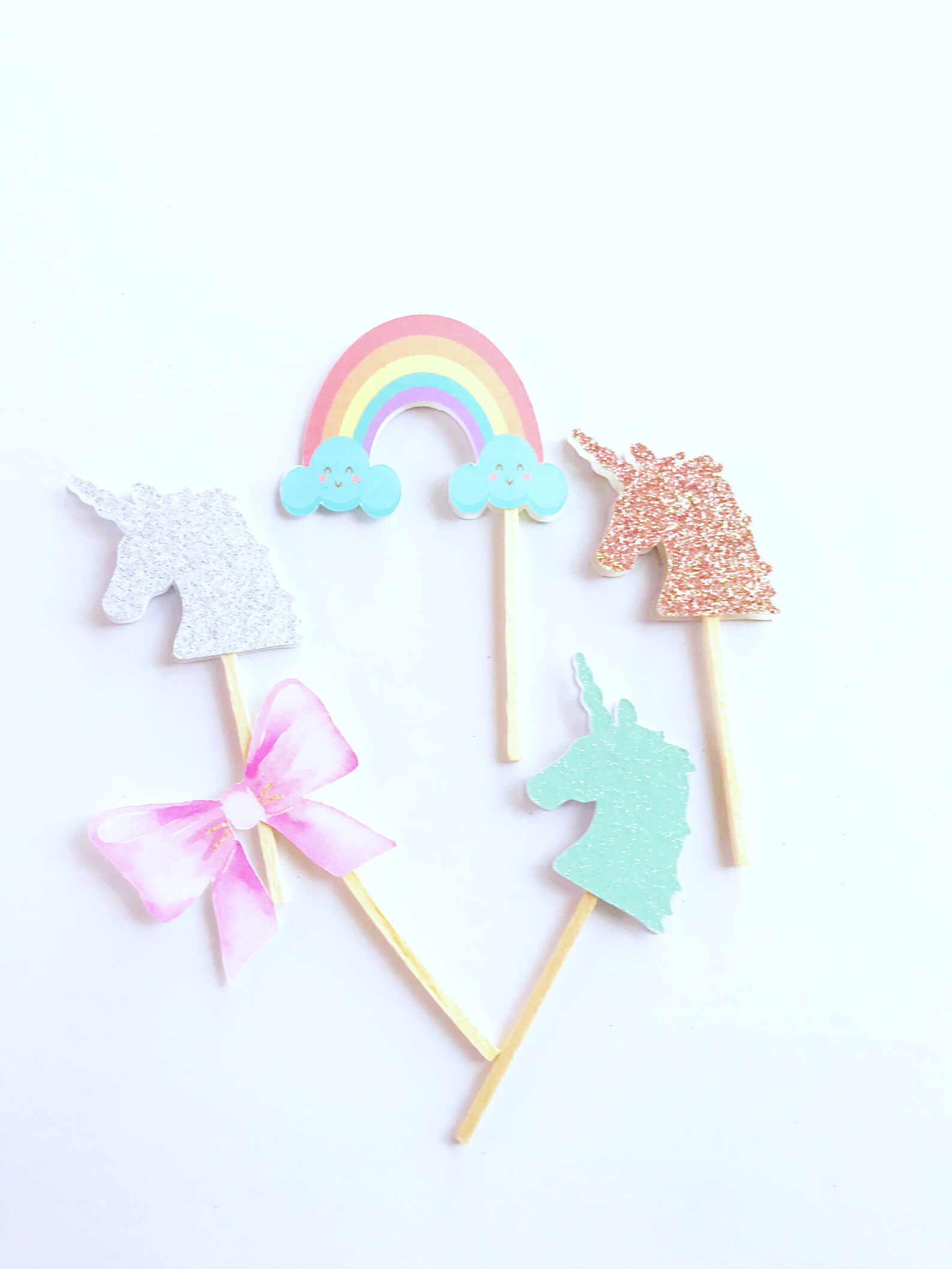 Unicorn Birthday Party Cupcake Toppers Unicorn Birthday Picks Rainbow ...