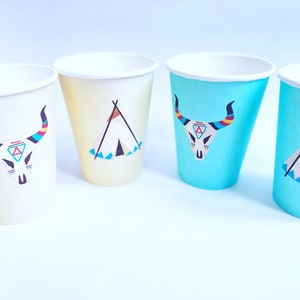 Native American Paper Cups, Native Party, Tribal Cups, Boho Party ...