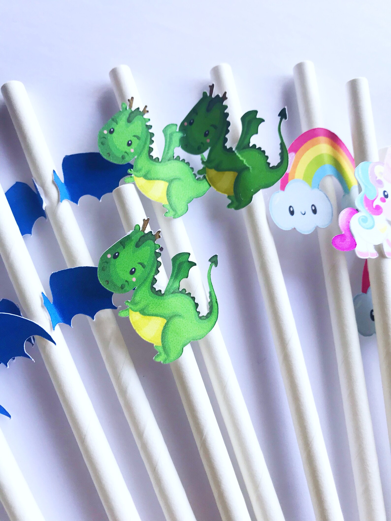 Unicorn and Dragon Paper Straws Unicorn and Dragon Birthday | Etsy