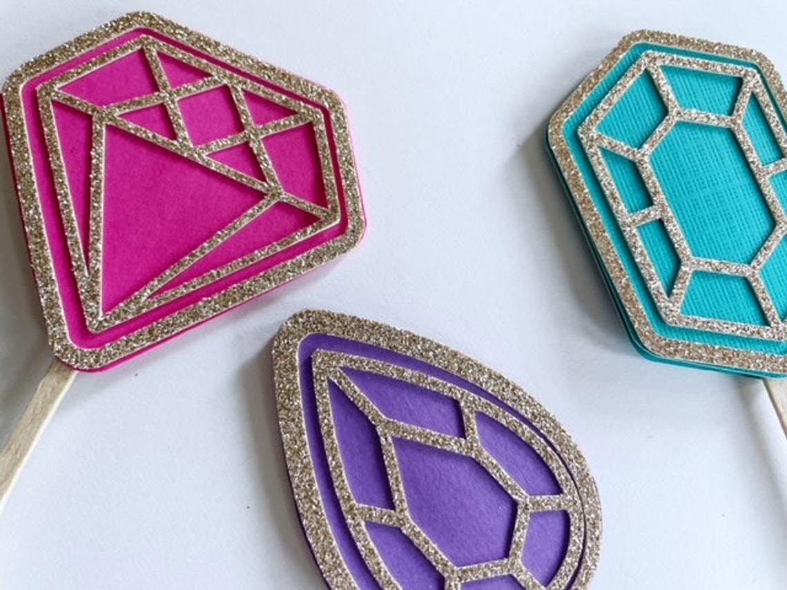 Gem Cupcake Toppers Gemstone Birthday She's A Gem - Etsy