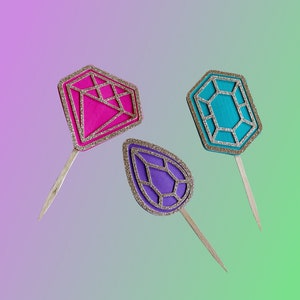 Gem Cupcake Toppers, Gemstone Birthday, Diva Party, Cupcake Gem Chica ...
