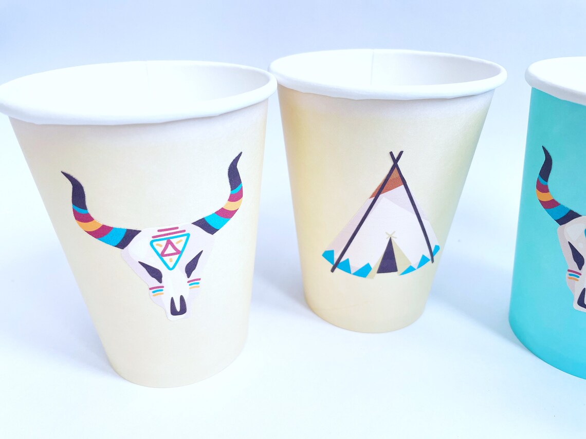 Native American Paper Cups, Native Party, Tribal Cups, Boho Party ...