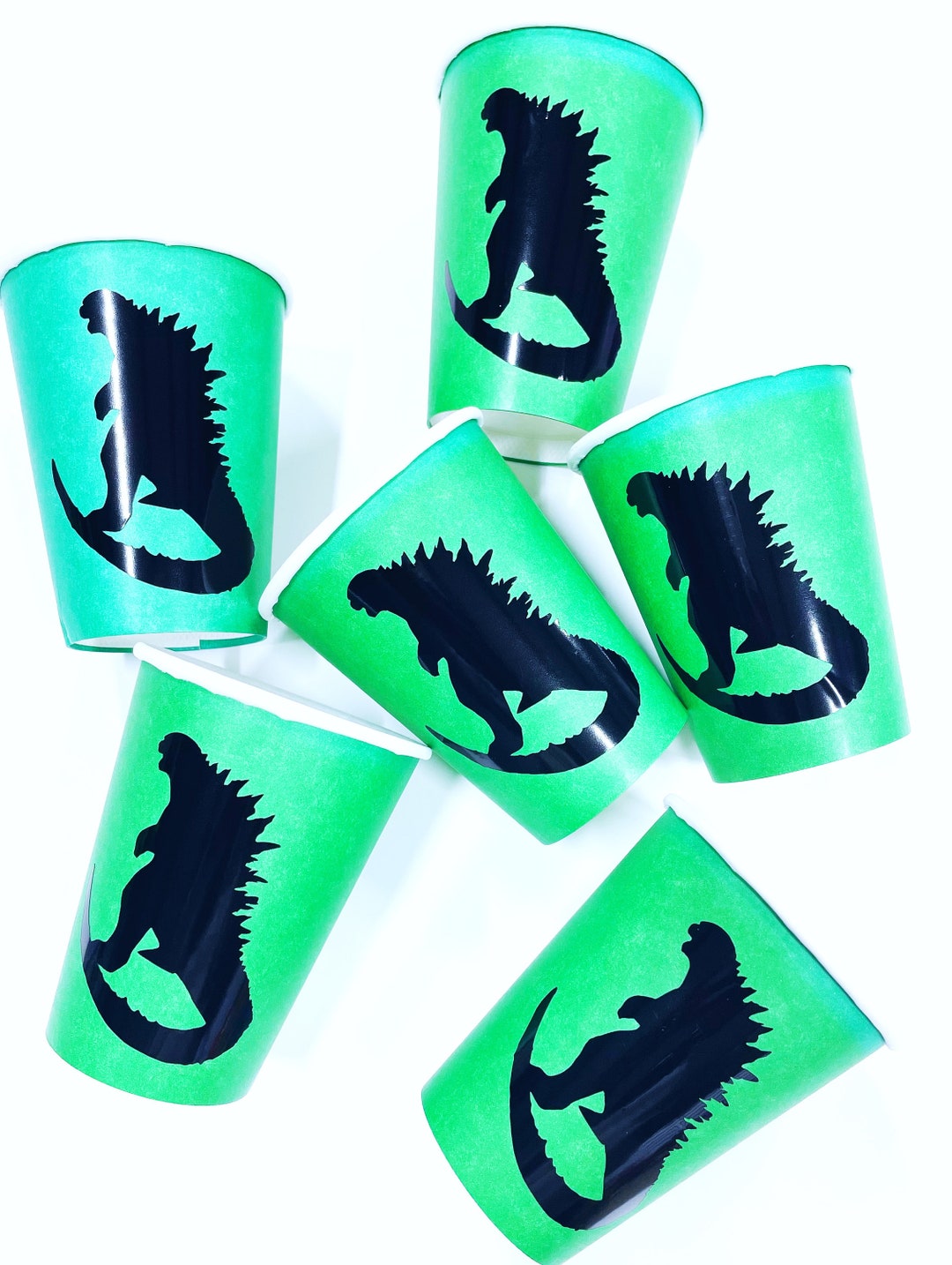 Green Godzilla Paper Cups, Godzilla Birthday Cups, Green Paper Cups ...