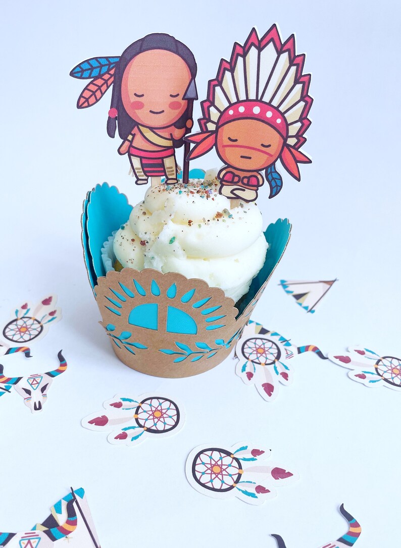 Native American Cupcake Toppers Set Indigenous People | Etsy
