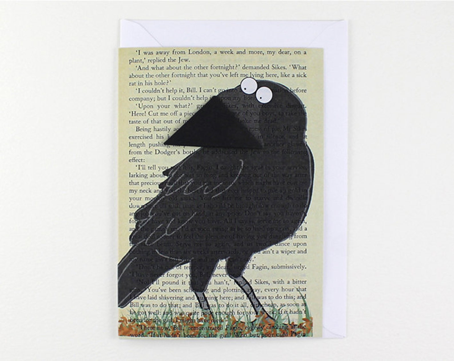 Crow Card With Bookmark Bird Birthday Card Blank Greeting - Etsy