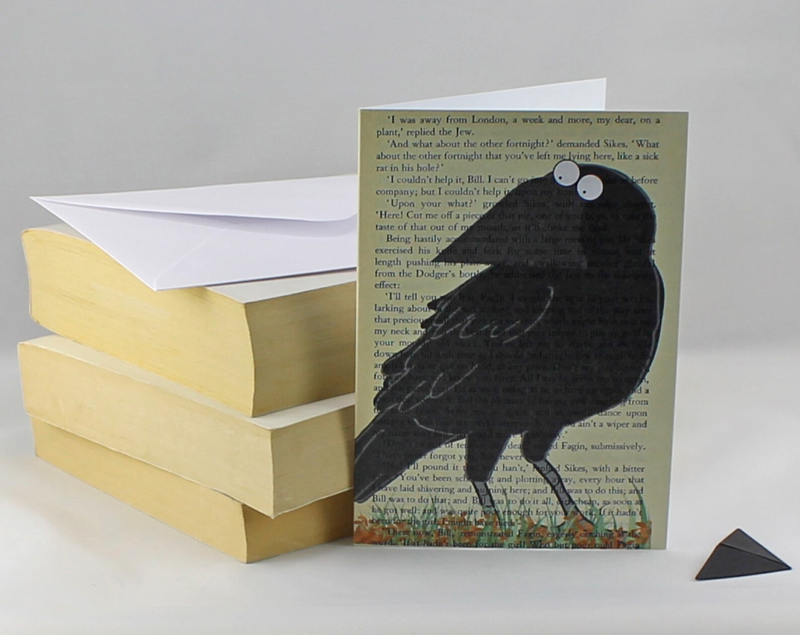 Crow Card With Bookmark, Bird Birthday Card, Blank Greeting Card for ...