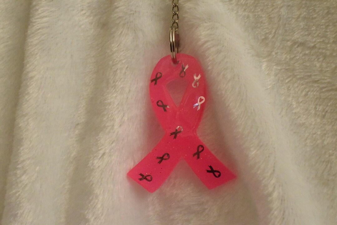 Breast Cancer Ribbon Keychain - Etsy