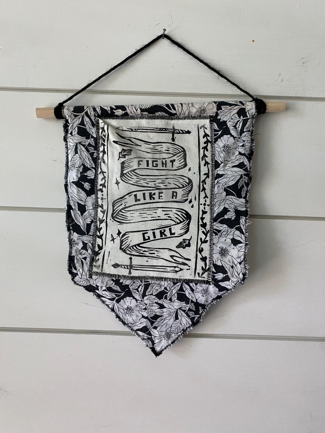 Assorted Linocut Printed Banners - Bookish Decor - Upcycled Handmade ...